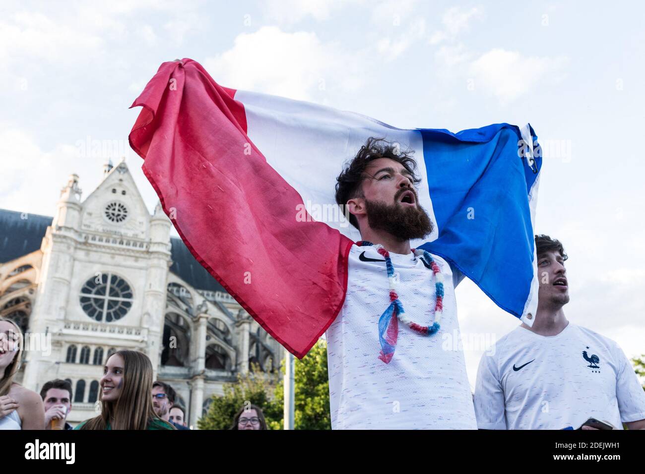 Fans of the French Women football team come to see the 3rd match of ...