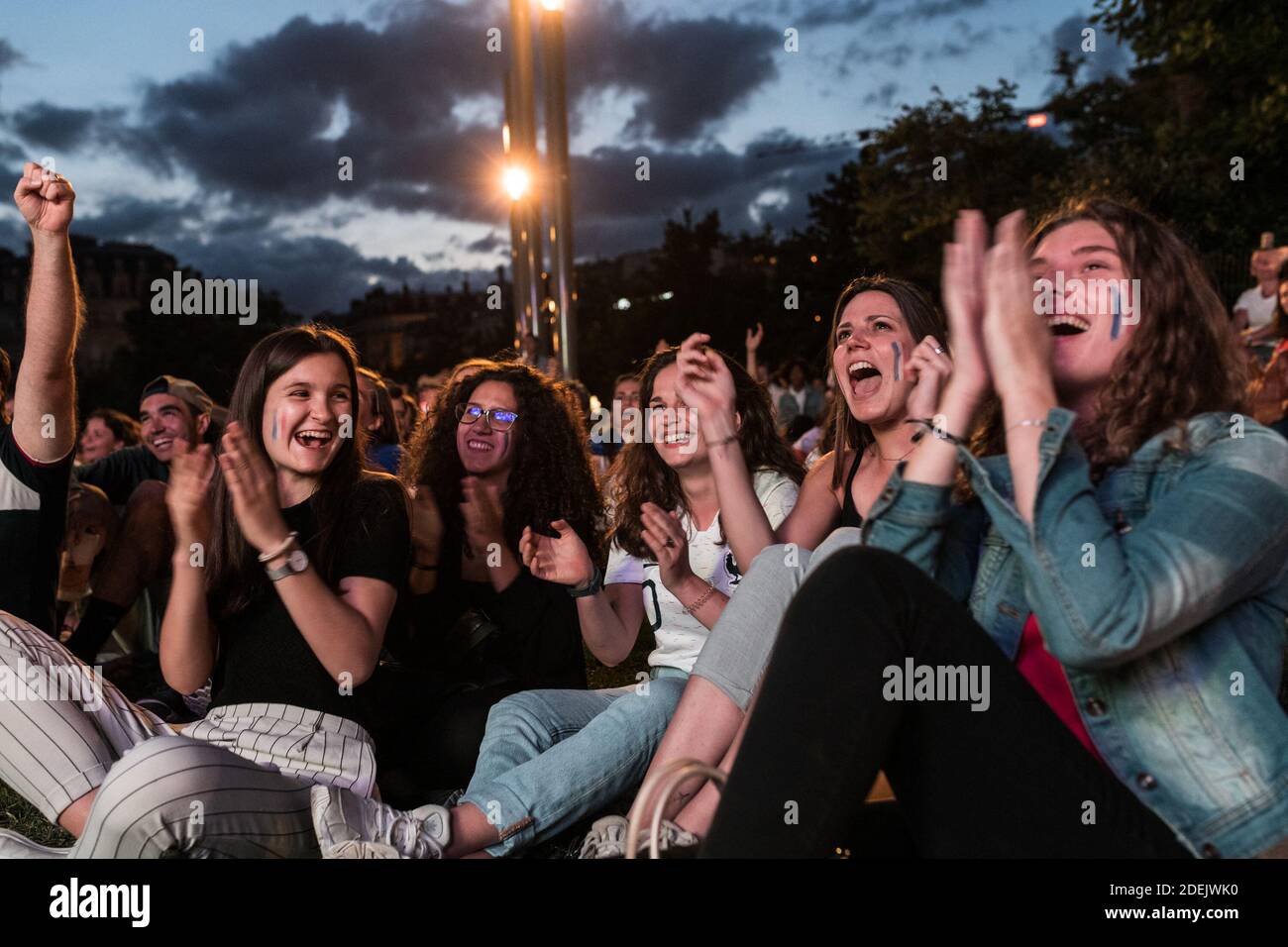 Fans of the French Women football team come to see the 3rd match of ...