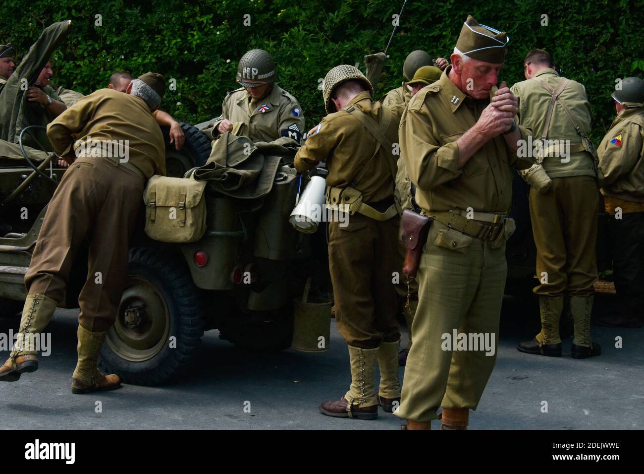 US Army Rangers dressed in the uniforms of Rangers from World War II ...