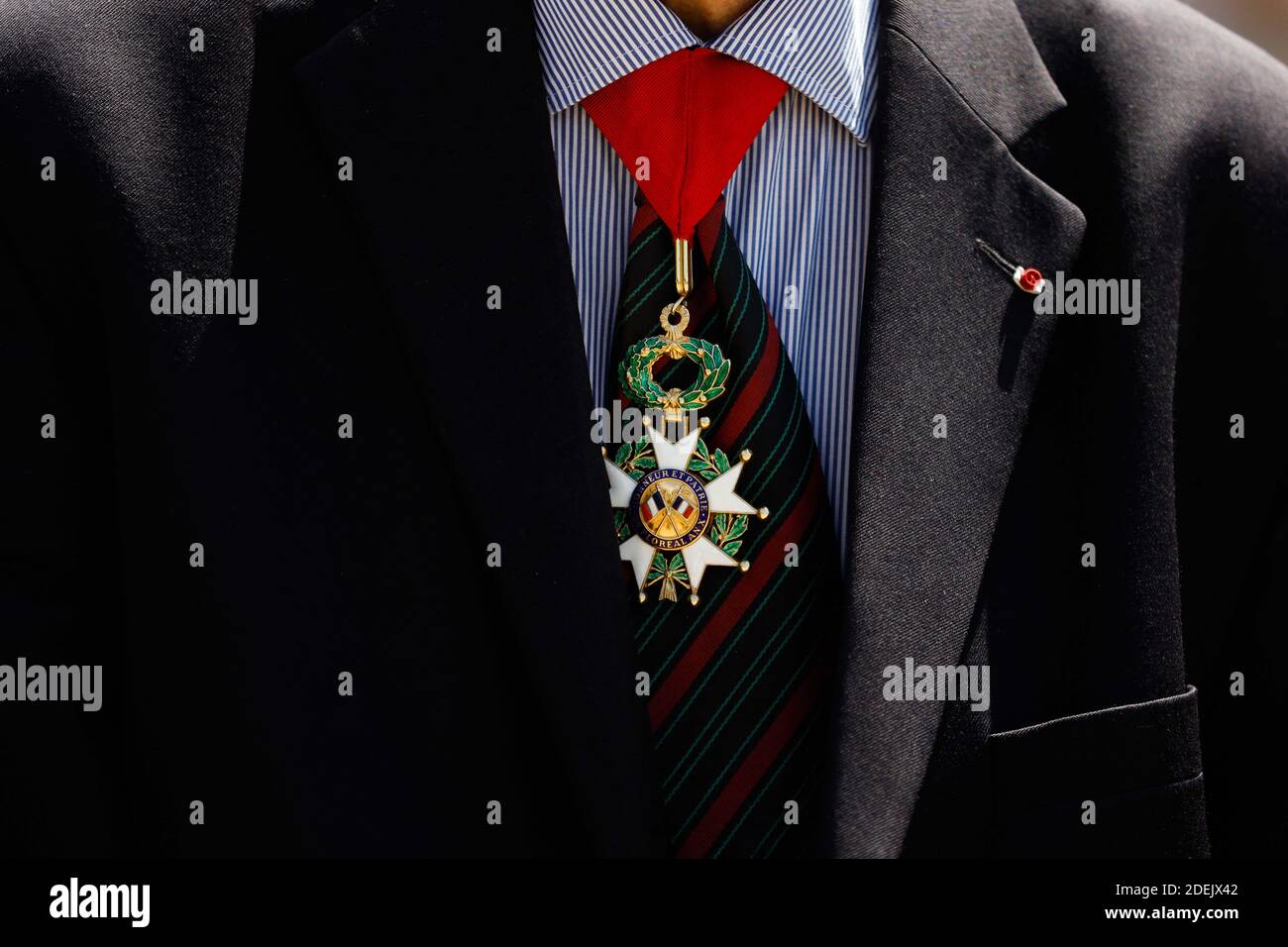 Military decorations during a ceremony commemorating General Charles De ...