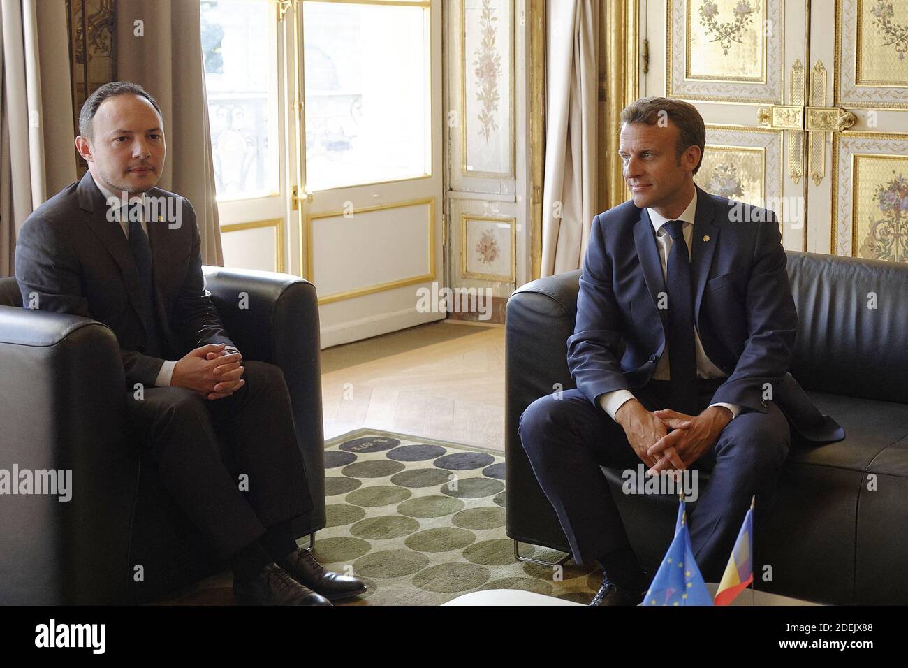 French President Emmanuel Macron attends a meeting with Andorra Prime ...