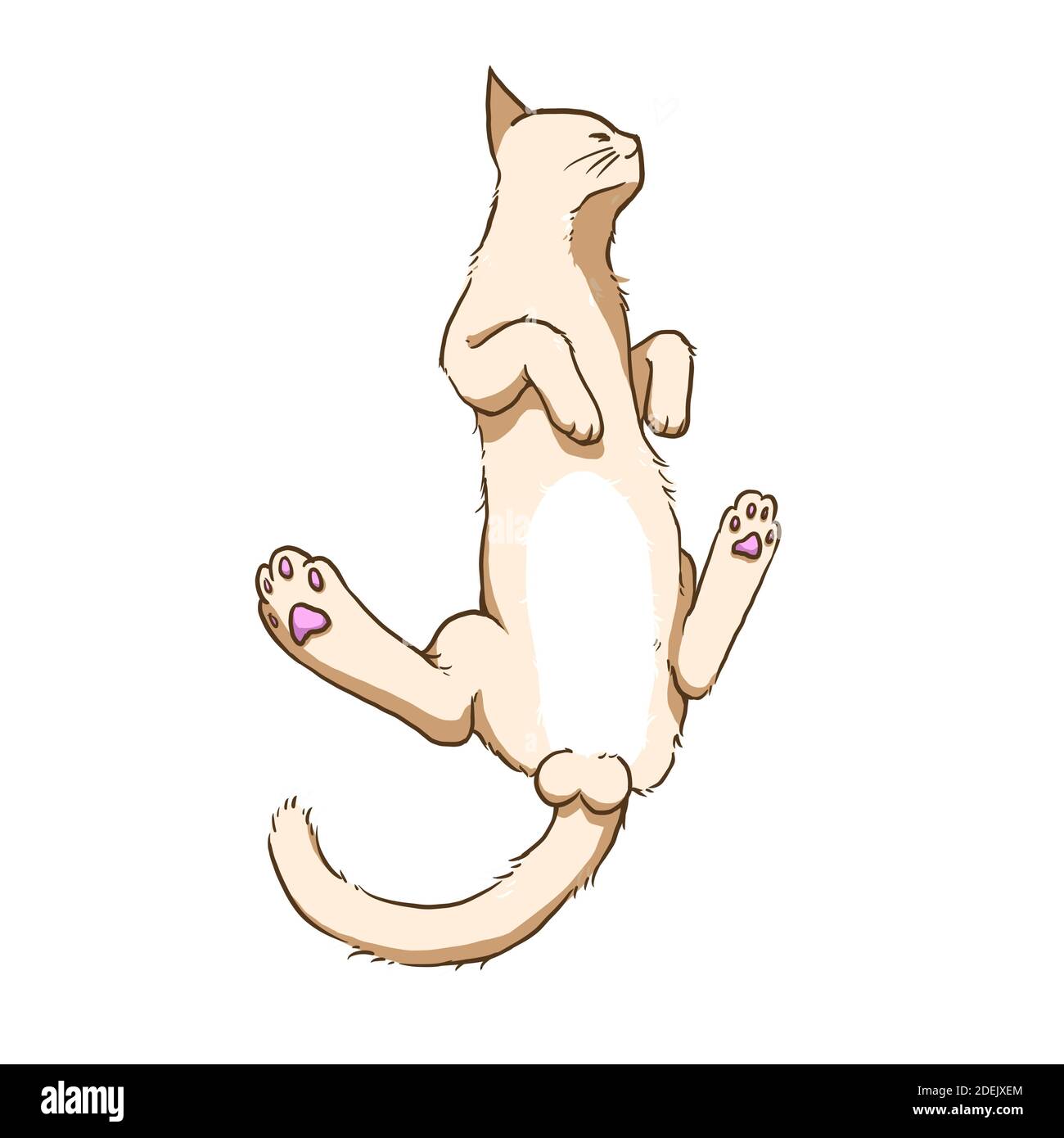 A white cat lying on the floor in comfort. cartoon character for ...