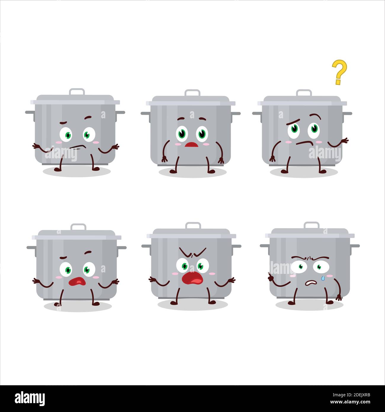 Cartoon character of kitchen pot with what expression. Vector ...