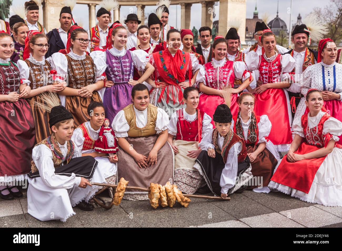 BUDAPEST, HUNGARY, 06 APRIL 2019: Spring celebration parade through the ...