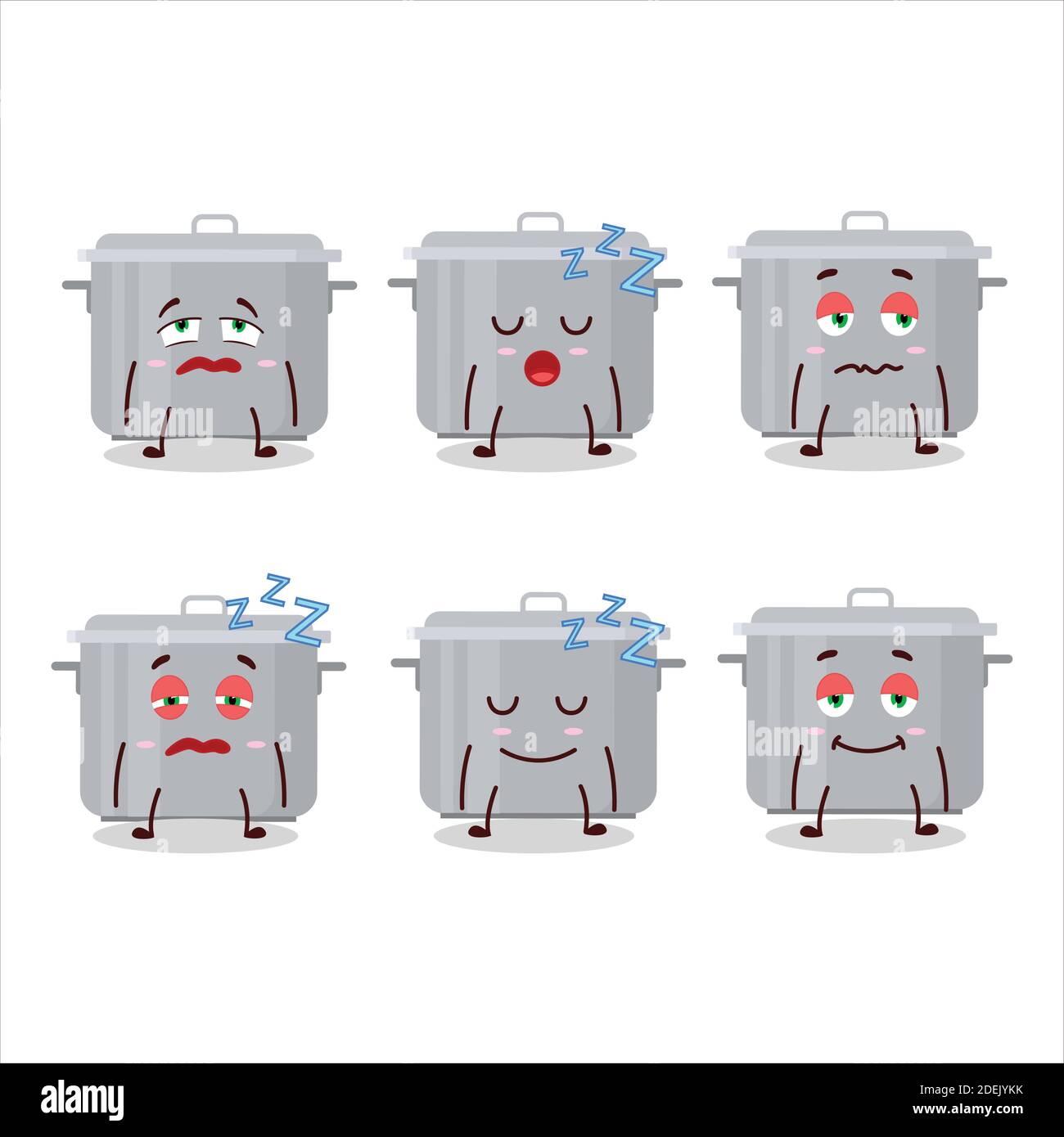 Cartoon character of kitchen pot with sleepy expression. Vector ...