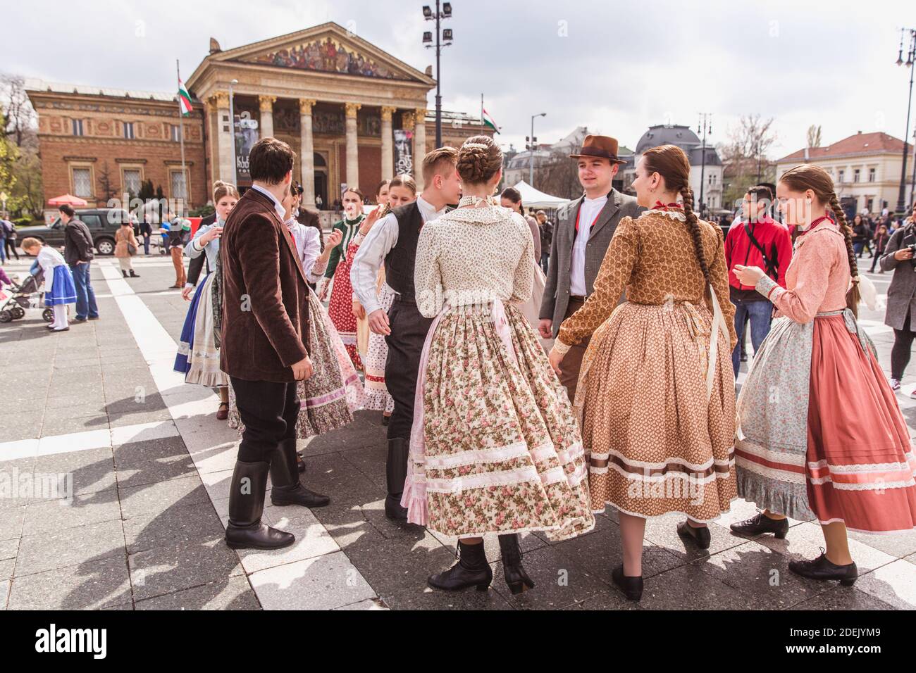 BUDAPEST, HUNGARY, 06 APRIL 2019: Spring celebration parade through the ...