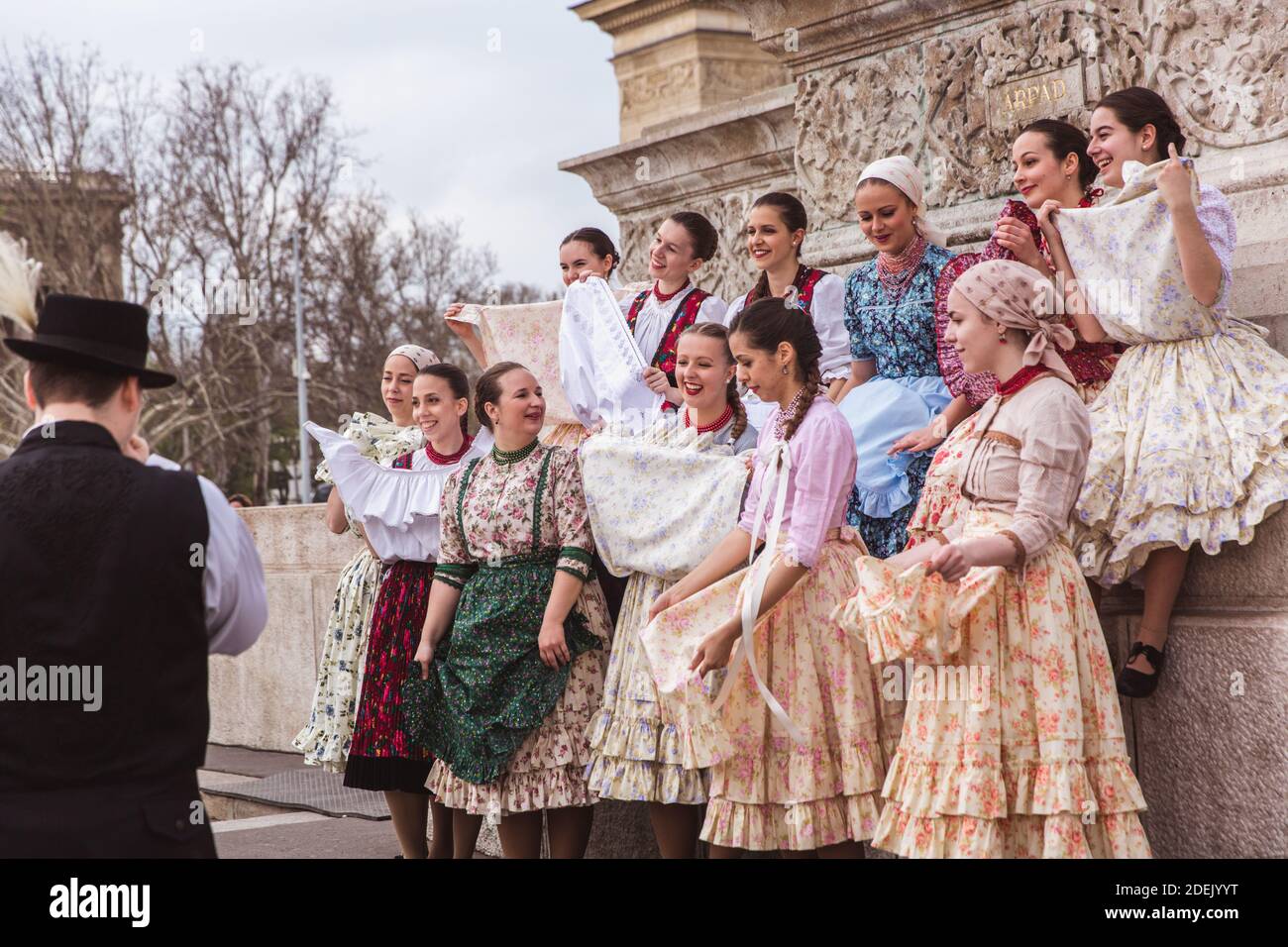 BUDAPEST, HUNGARY, 06 APRIL 2019: Spring celebration parade through the ...
