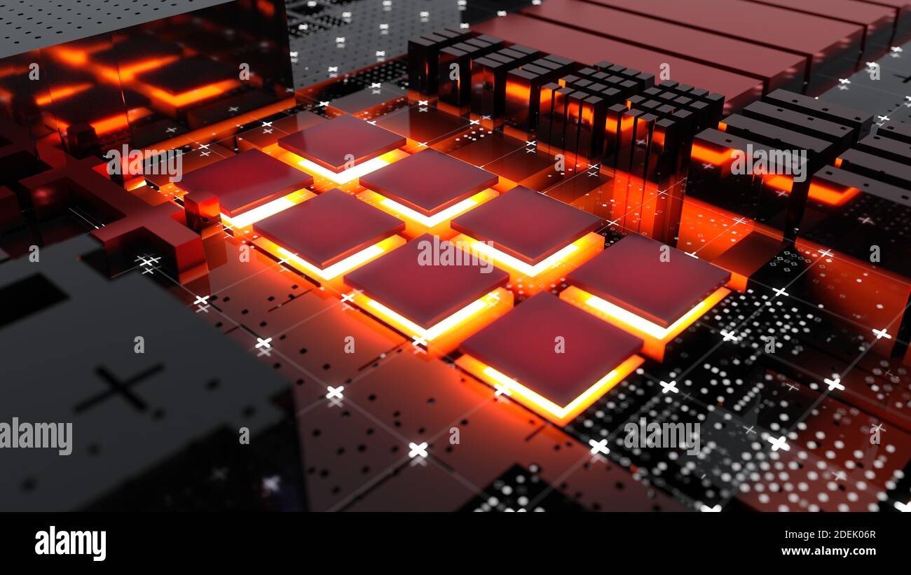 Abstract Central Computer Processors Concept. 3D illustration Stock ...