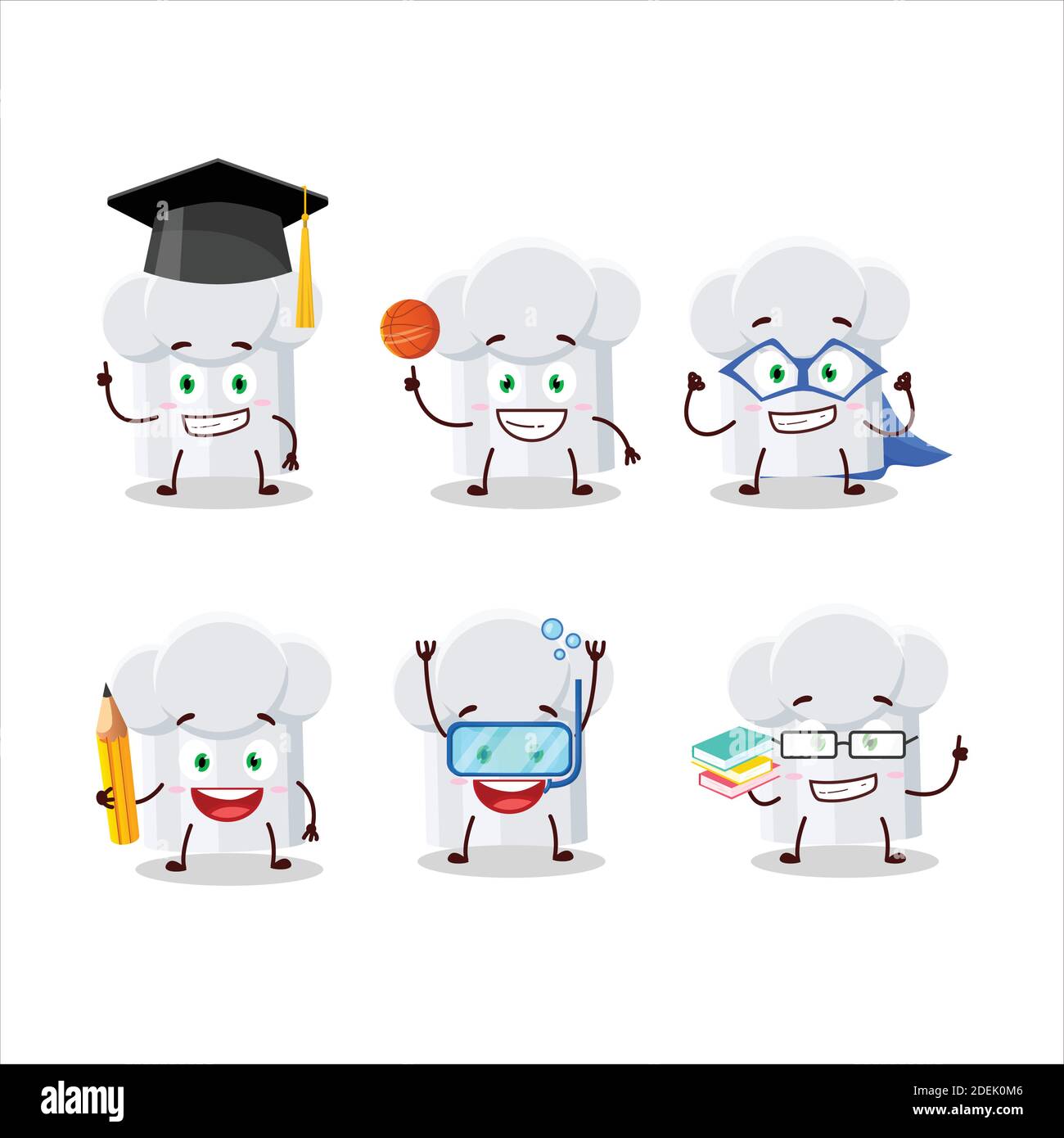 School student of chef hat cartoon character with various expressions ...