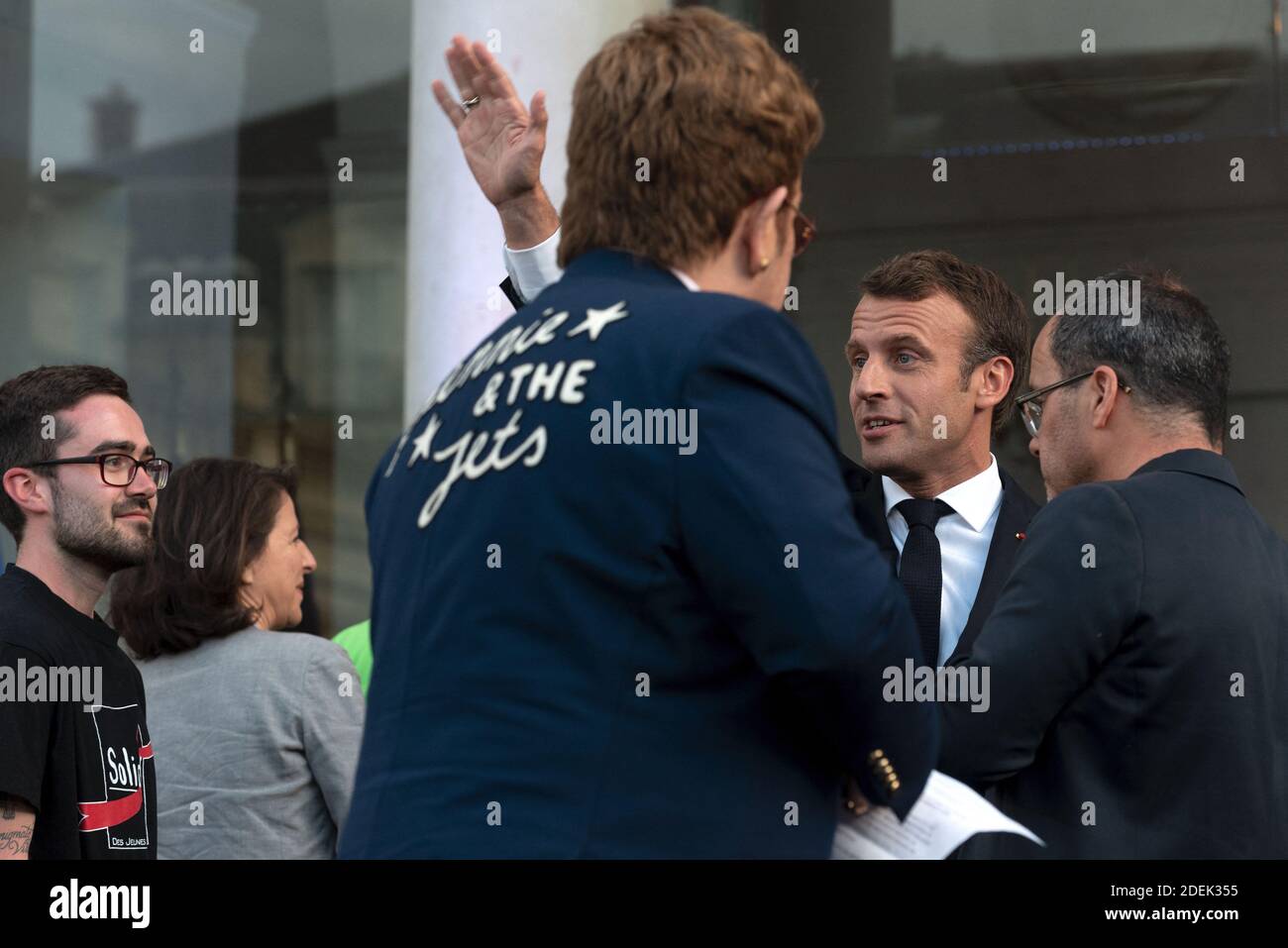 Singer Sir Elton John, French President Emmanuel Macron in the ...