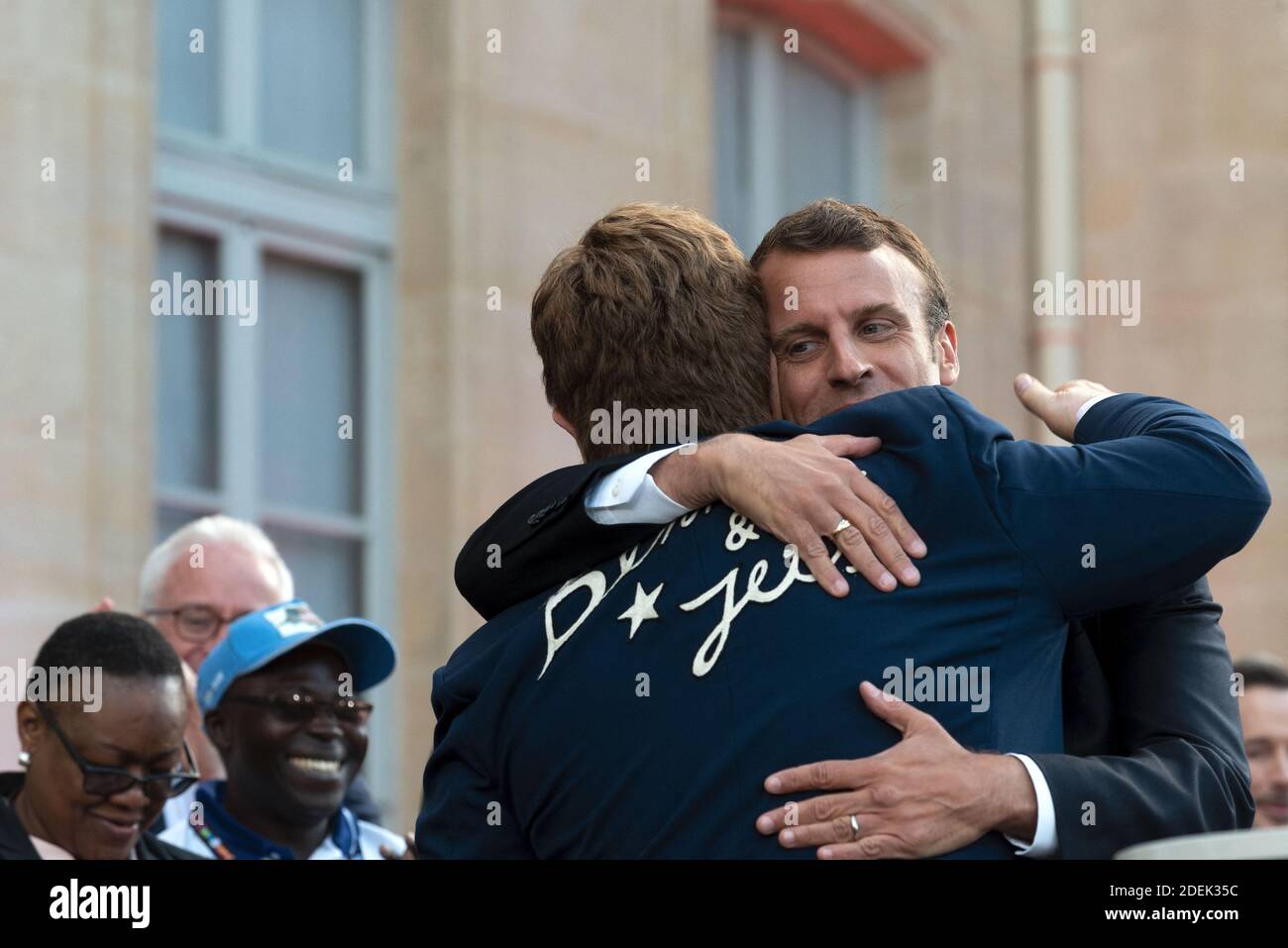 Singer Sir Elton John, French President Emmanuel Macron in the ...