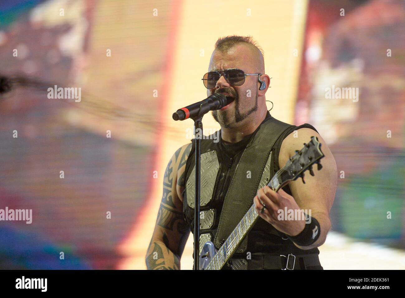 Sabaton performing live on stage during Hellfest Open Air Festival on ...