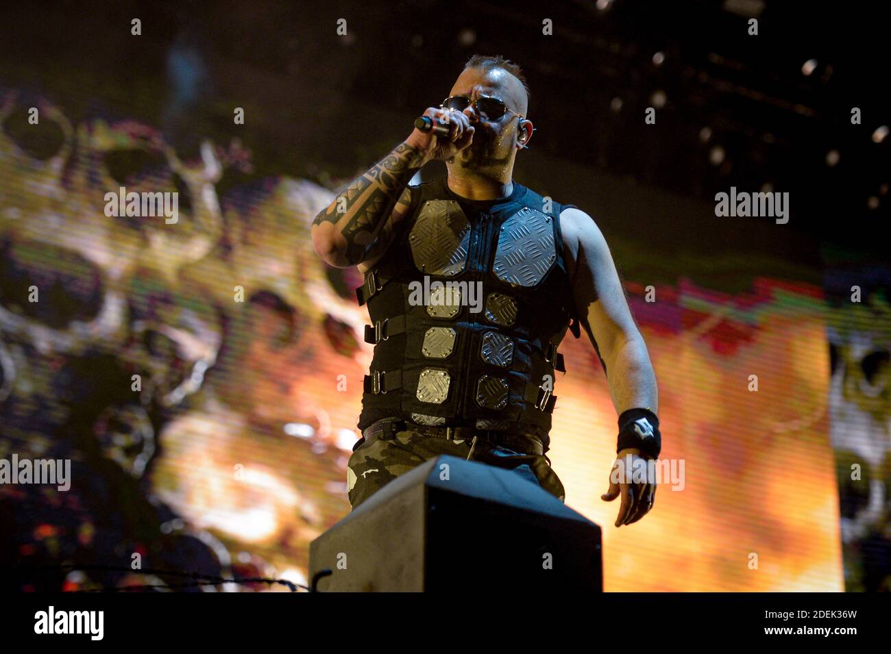 Sabaton performing live on stage during Hellfest Open Air Festival on ...