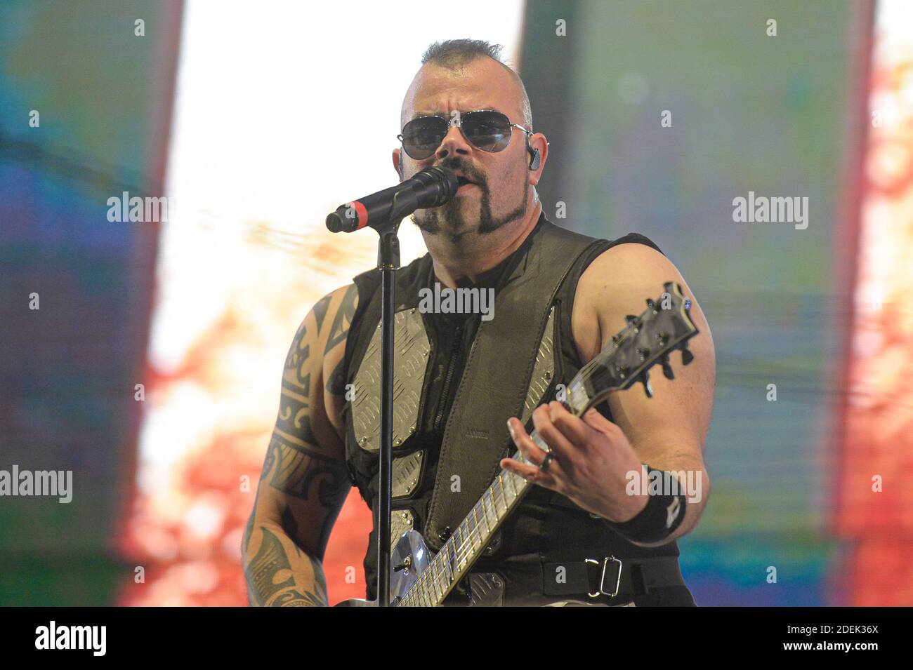 Sabaton performing live on stage during Hellfest Open Air Festival on ...