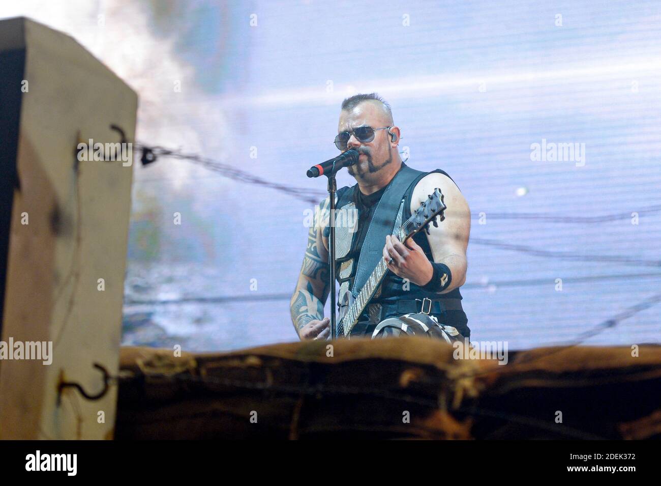 Sabaton performing live on stage during Hellfest Open Air Festival on ...
