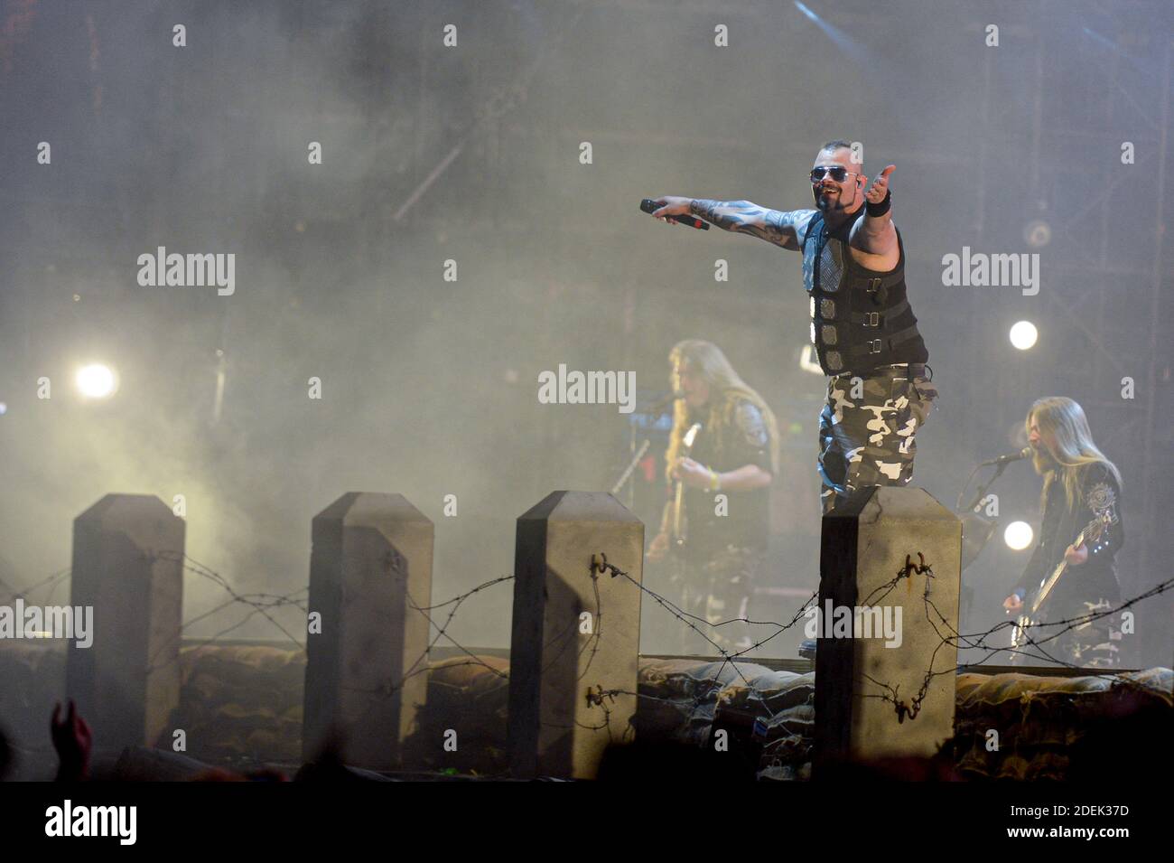 Sabaton performing live on stage during Hellfest Open Air Festival on ...