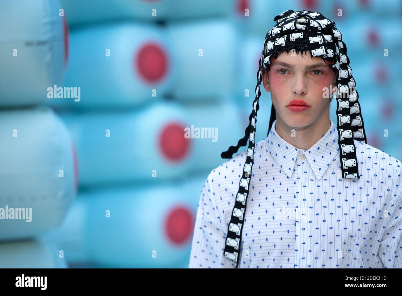 A model walks the runway during the Henrik Vibskov Menswear Spring ...