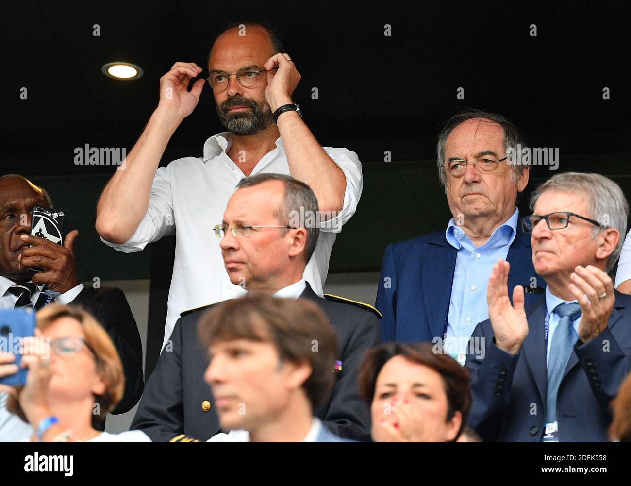 French PM Edouard Philippe watches from the stands the FIFA Women's ...