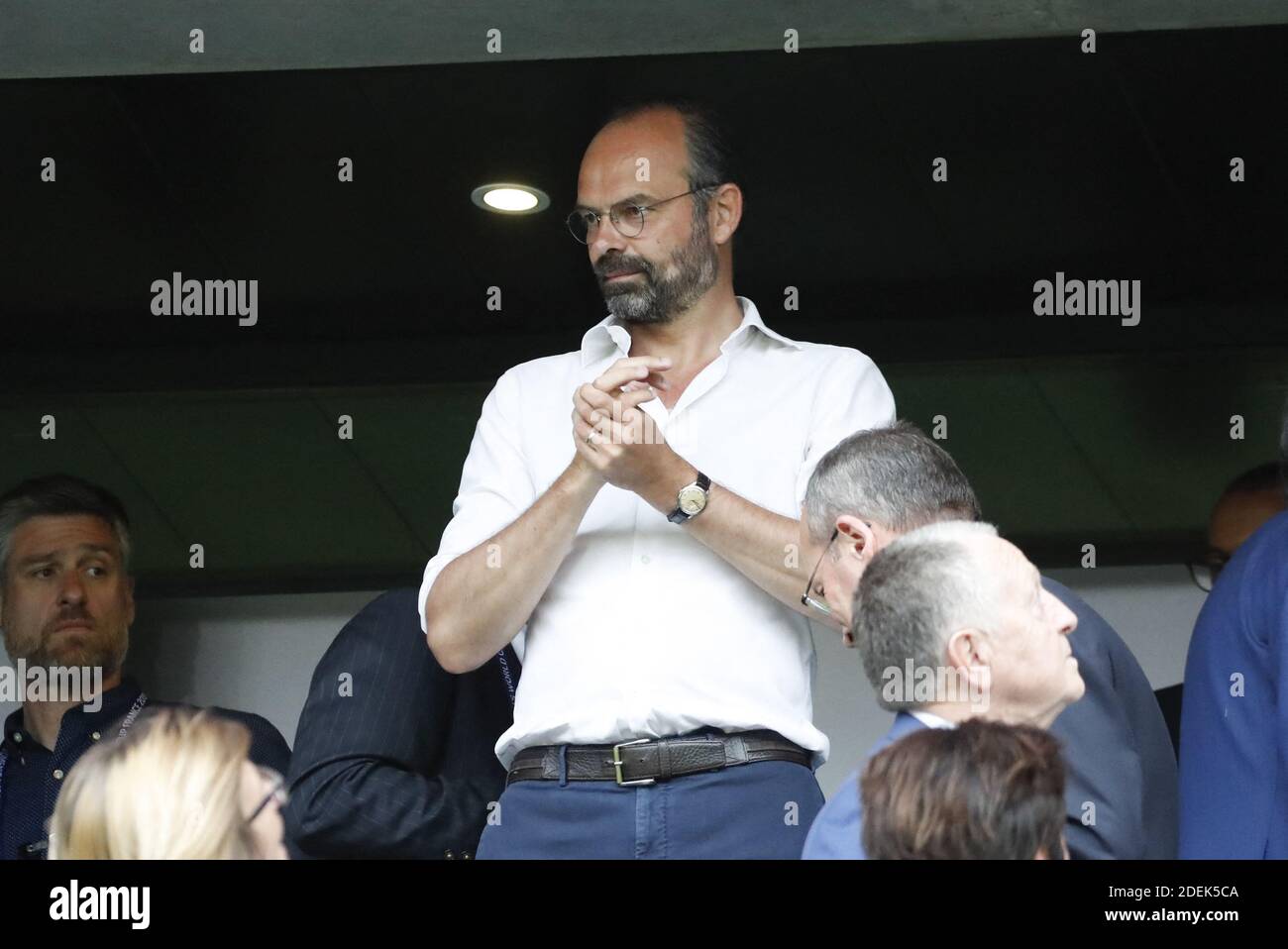 French PM Edouard Philippe watches from the stands the FIFA Women's ...