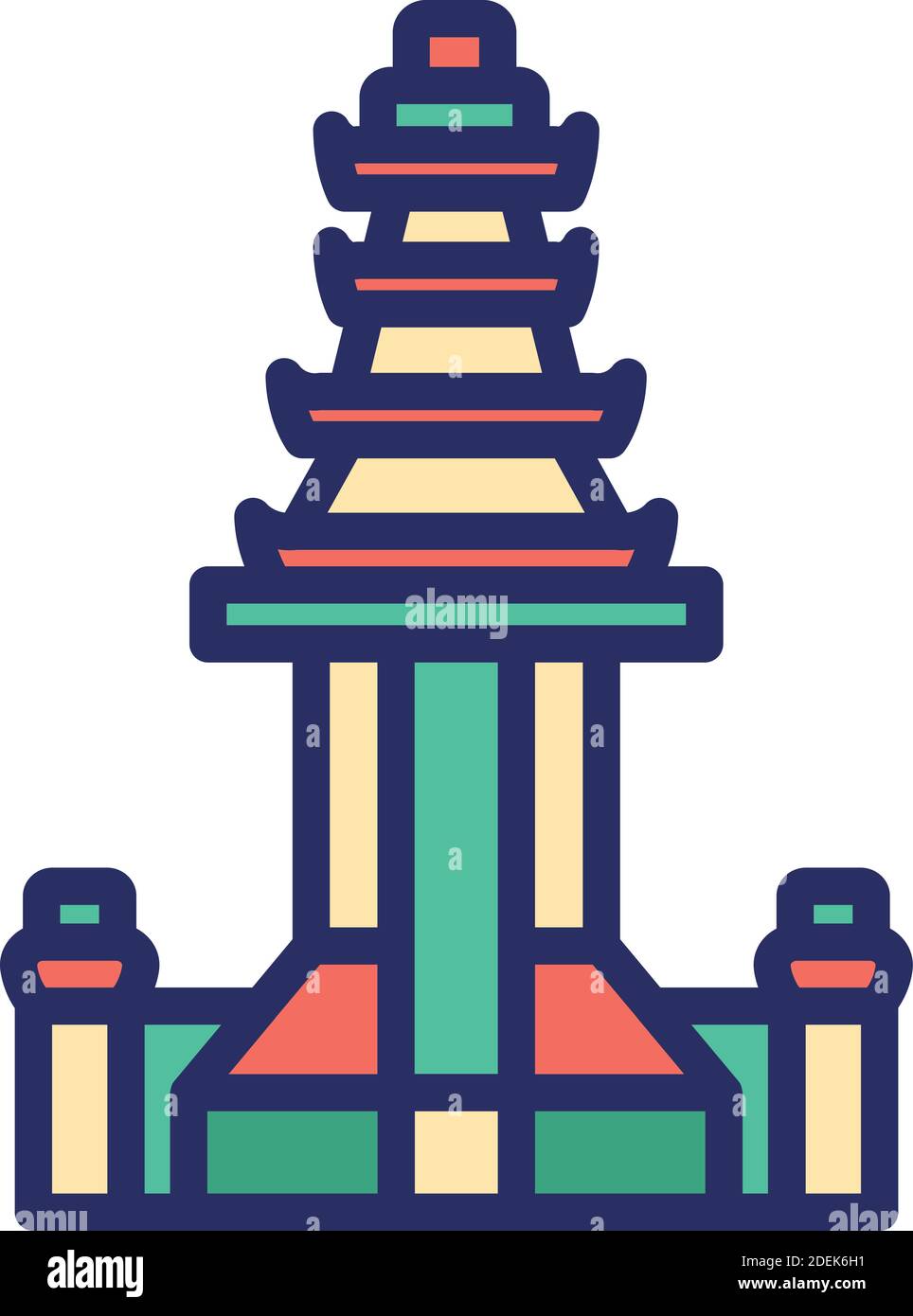 Temple of Besakih, Bali, Indonesia, temple fully editable vector icons ...