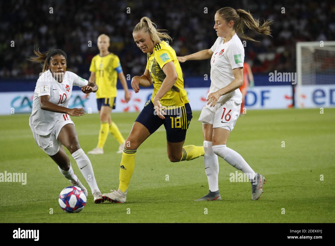 Sweden's Fridolina Rolfo battling Canada's Janine Beckie during the ...