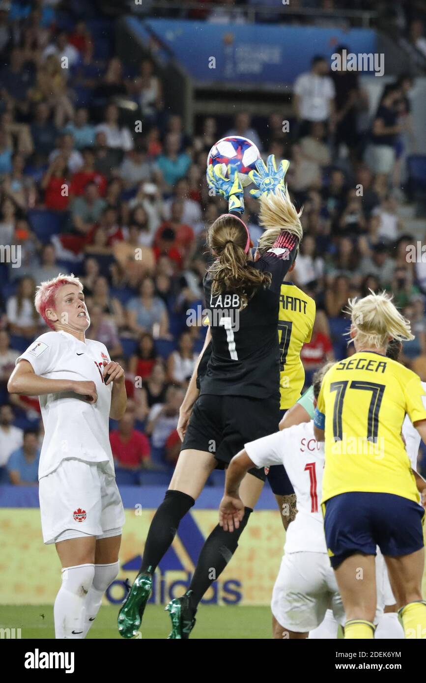 Sweden's Linda Sembrant battling Canada's Stephanie Labbe during the ...