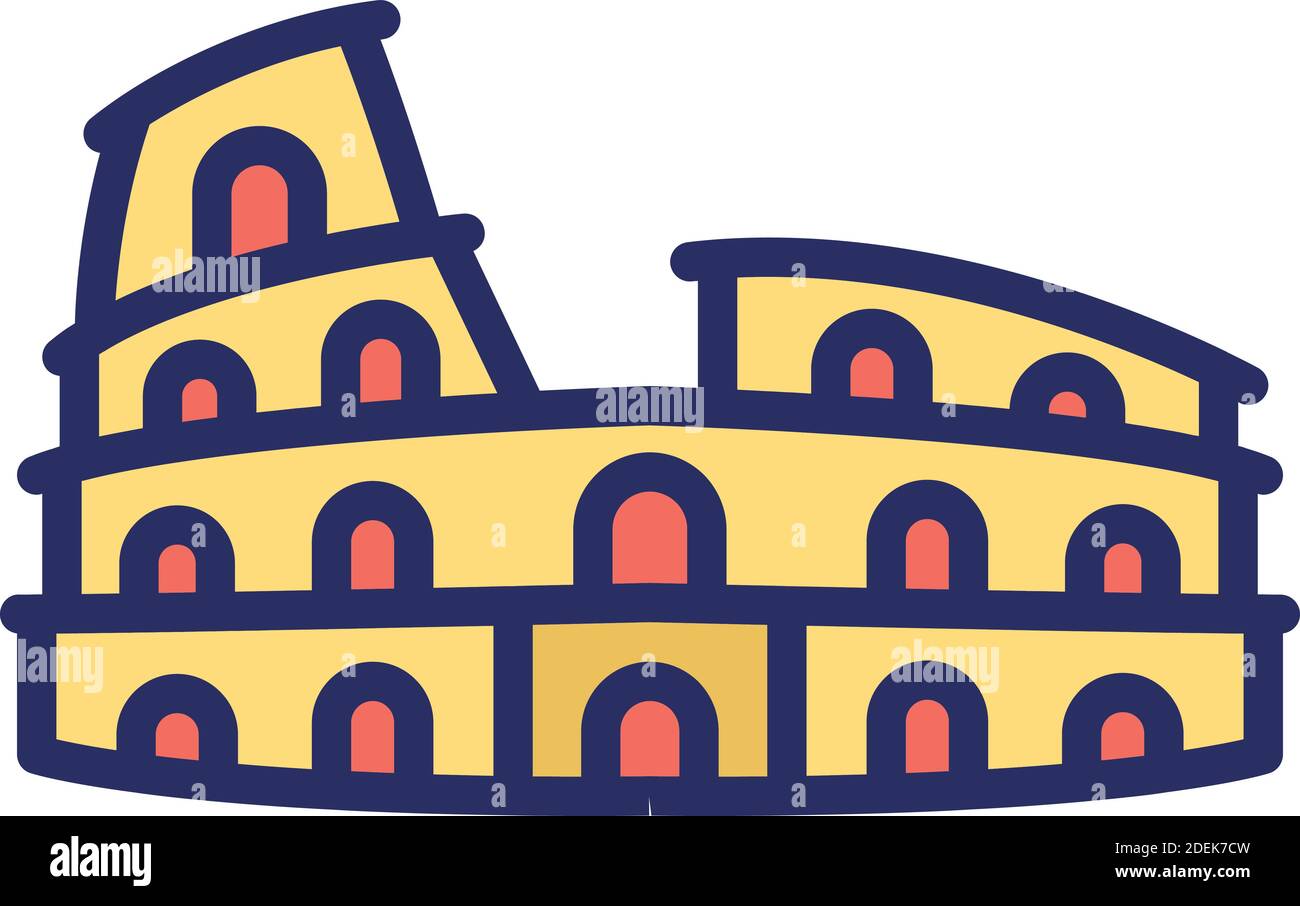 Colosseum, Rome, Italy, amphitheatre fully editable vector icons Stock ...