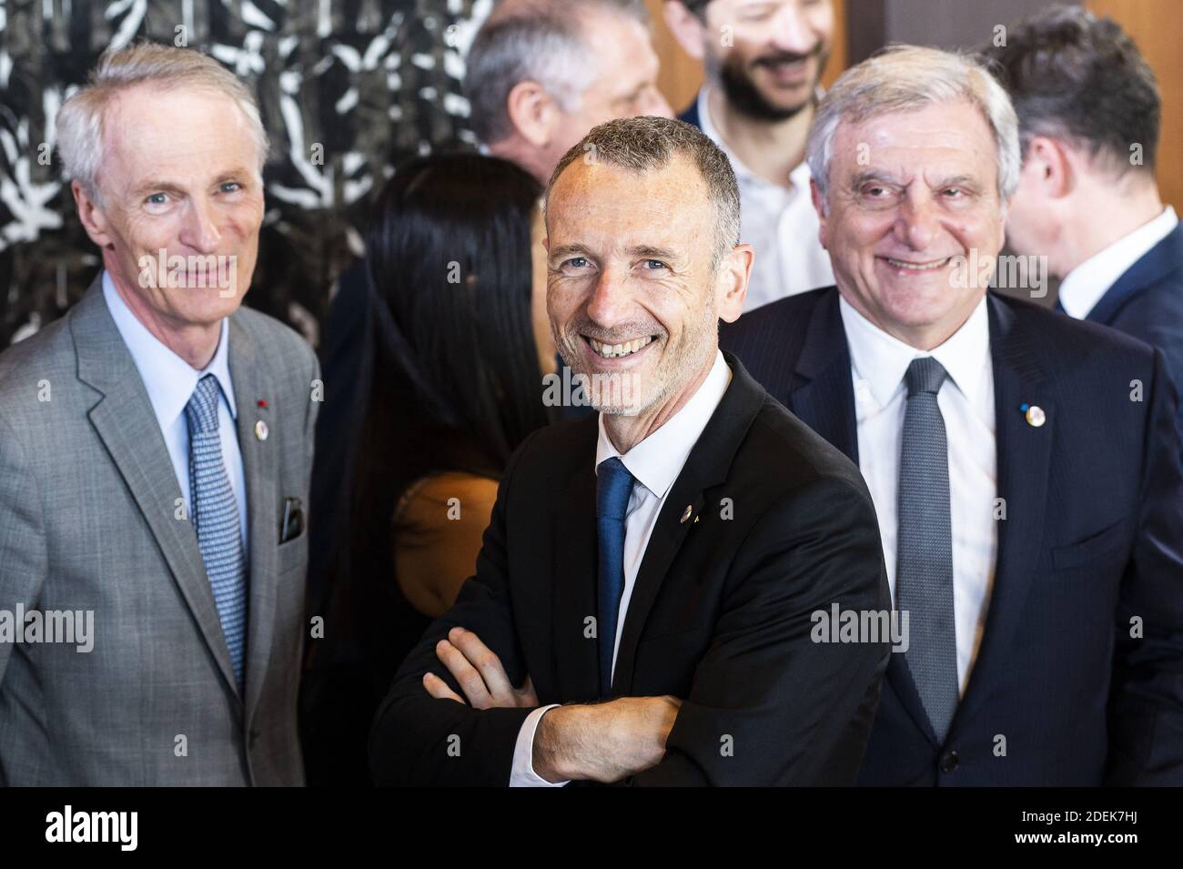 Danone CEO Emmanuel Faber awaiting France's President Emmanuel Macron ...