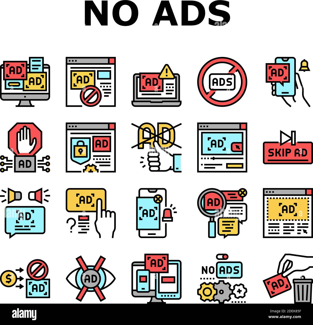 Skip advertisement button set hi-res stock photography and images - Alamy