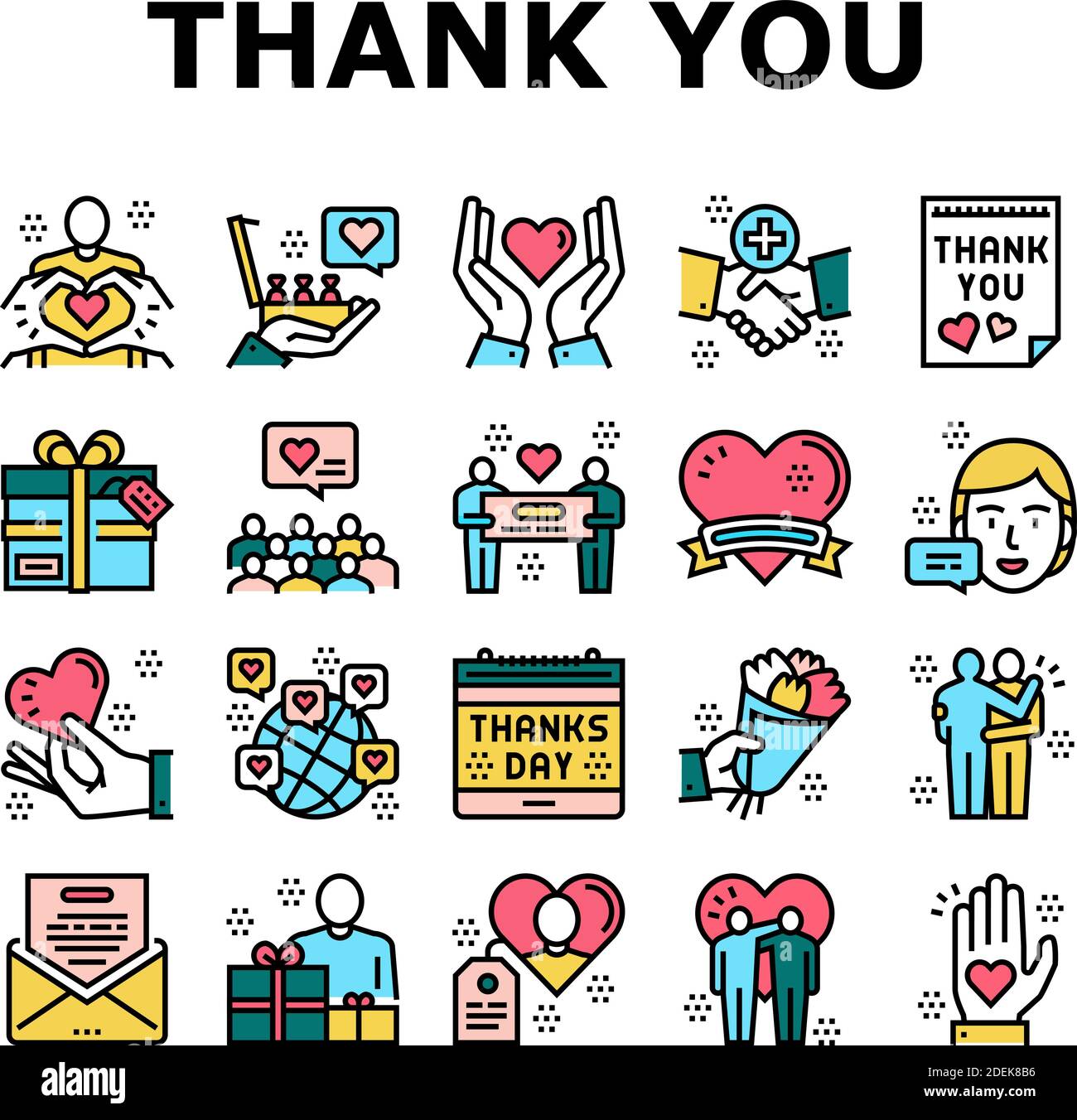 Thank You Day Holiday Collection Icons Set Vector Stock Vector Image ...
