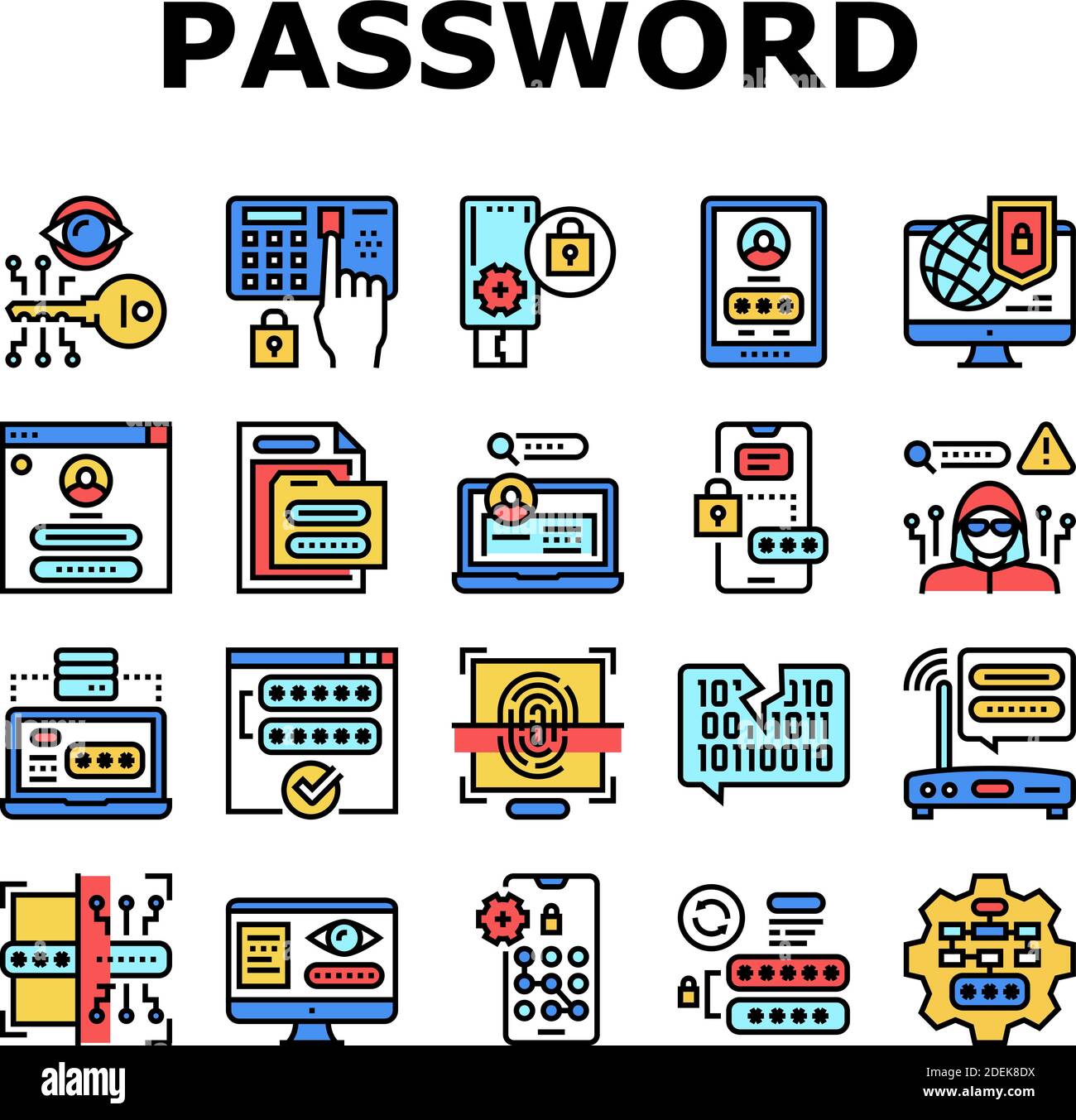 Password Protection Collection Icons Set Vector Illustration Stock Vector Image And Art Alamy