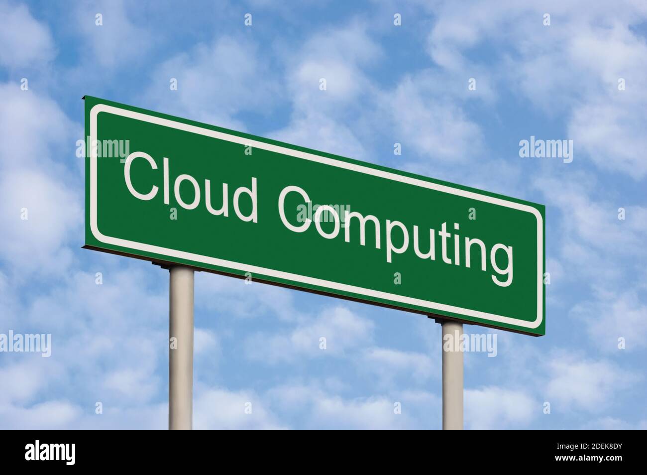 Cloud Computing Business Concept, Green Signpost Road Sign, White Text ...