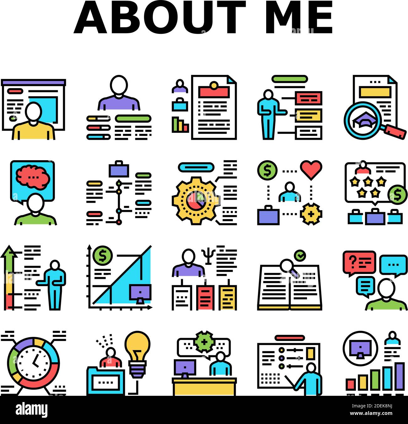 About Me Presentation Collection Icons Set Vector Stock Vector Image ...