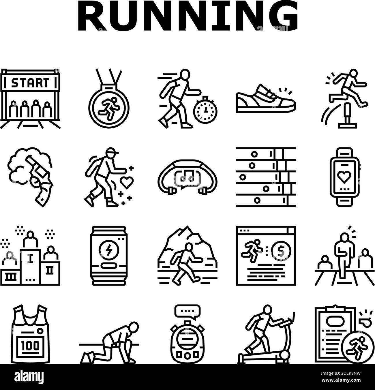 Running Athletic Sport Collection Icons Set Vector Stock Vector Image ...
