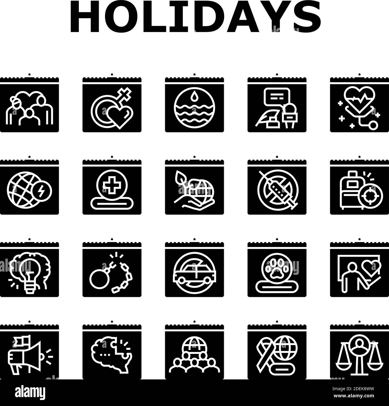 World Holidays Event Collection Icons Set Vector Stock Vector Image ...