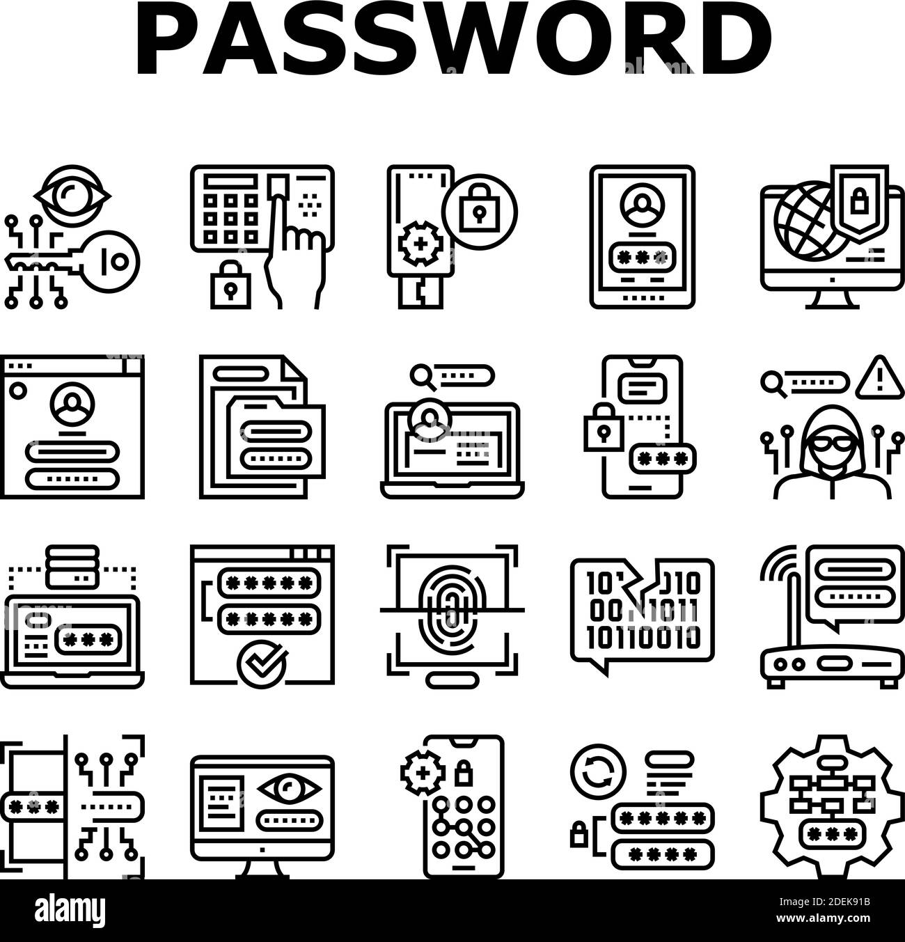 Password Protection Collection Icons Set Vector Illustration Stock Vector Image And Art Alamy