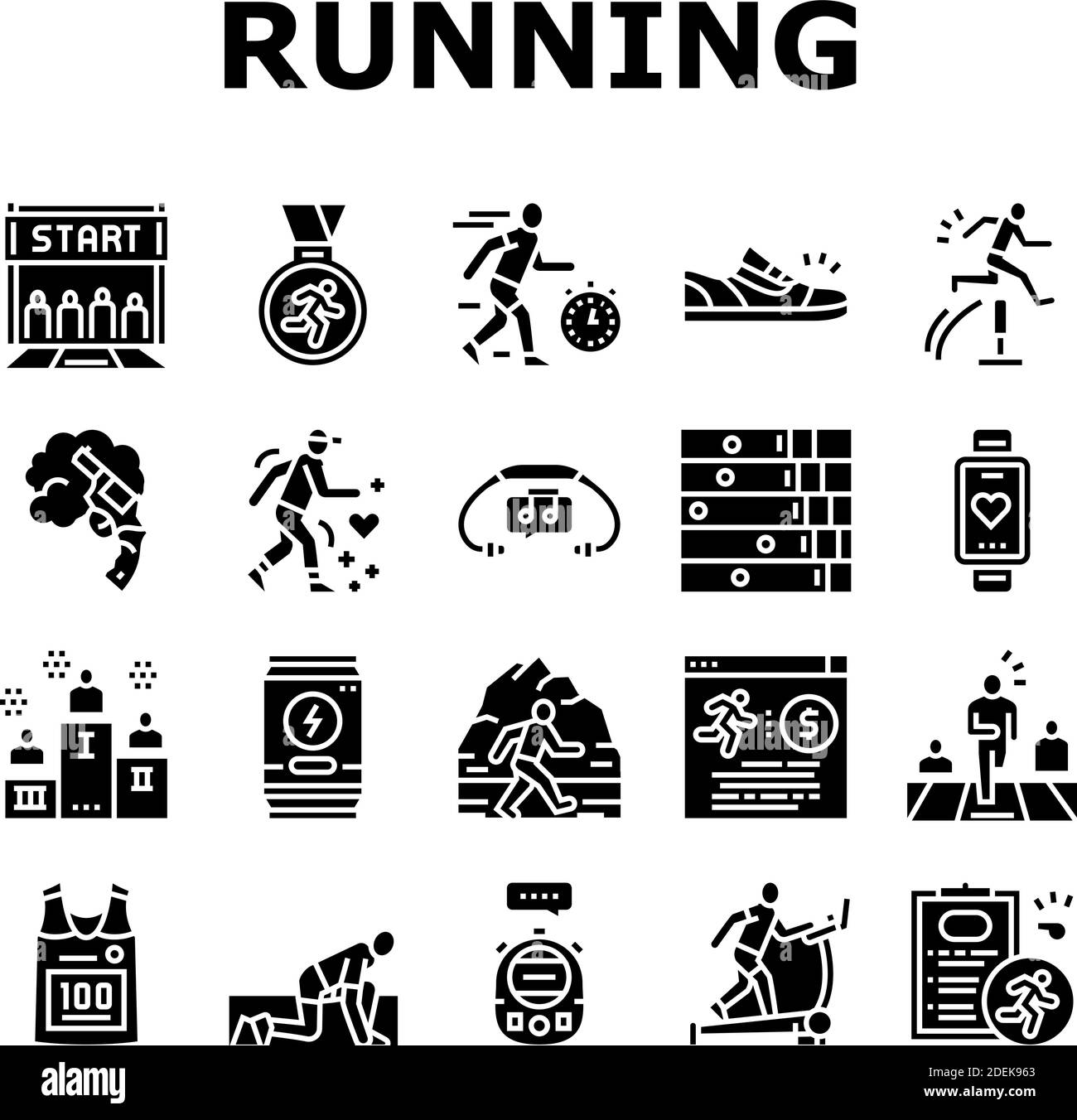 Running Athletic Sport Collection Icons Set Vector Stock Vector Image ...