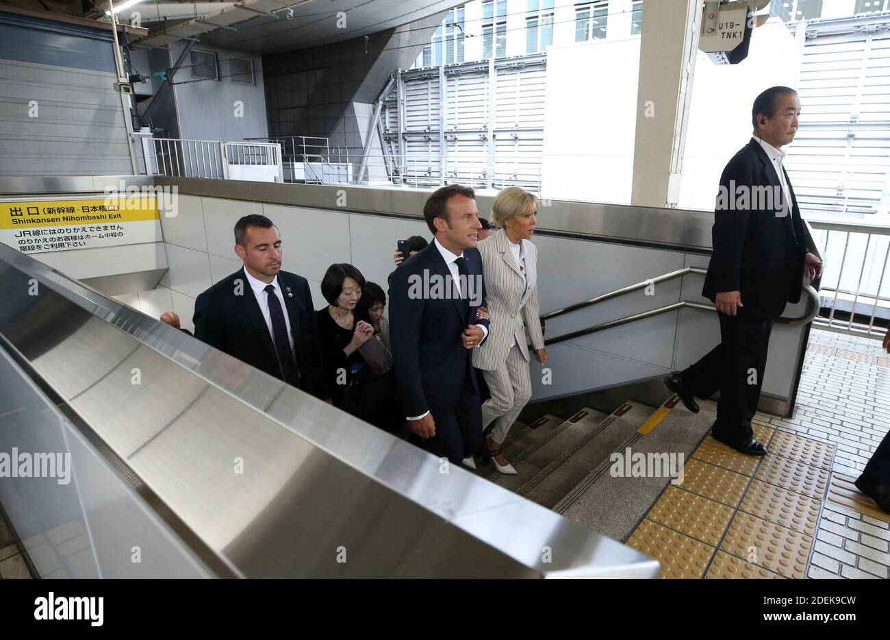 French president Emmanuel Macron and wife Brigitte Macron arrive at a ...