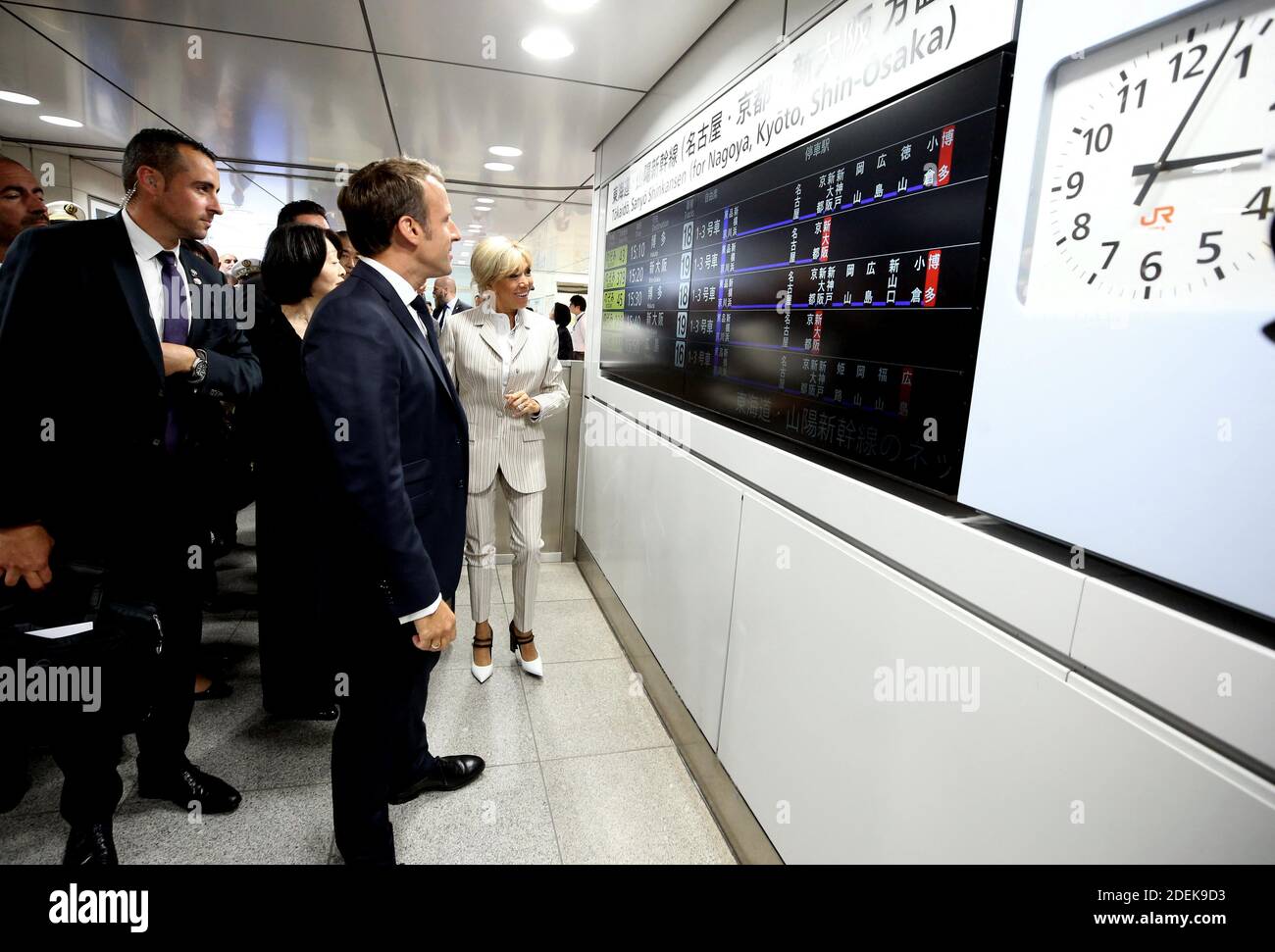 French president Emmanuel Macron and wife Brigitte Macron arrive at a ...