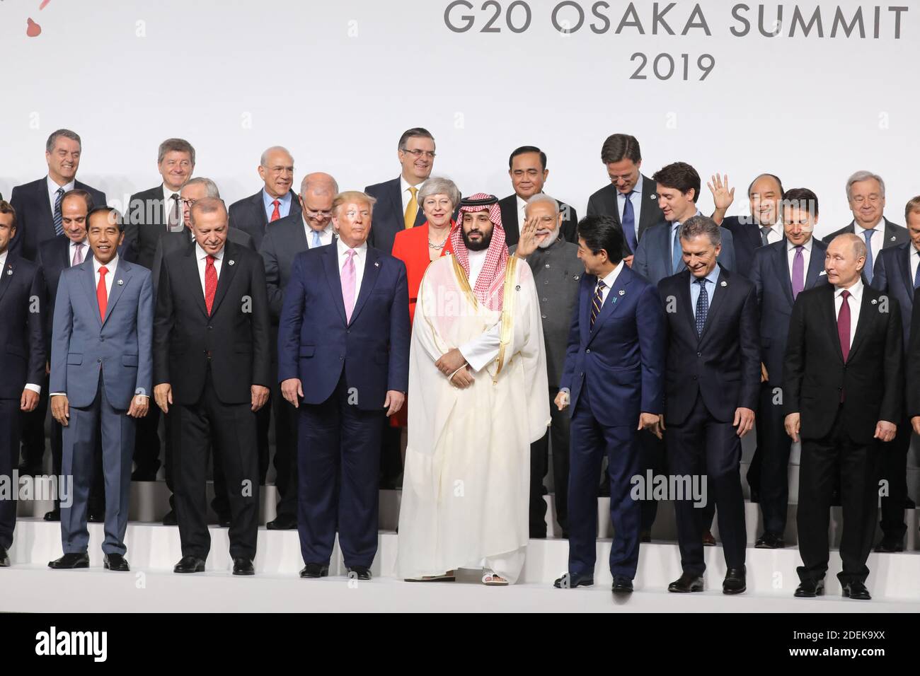 G20 leaders attend the family photo during the G20 Osaka Summit in ...