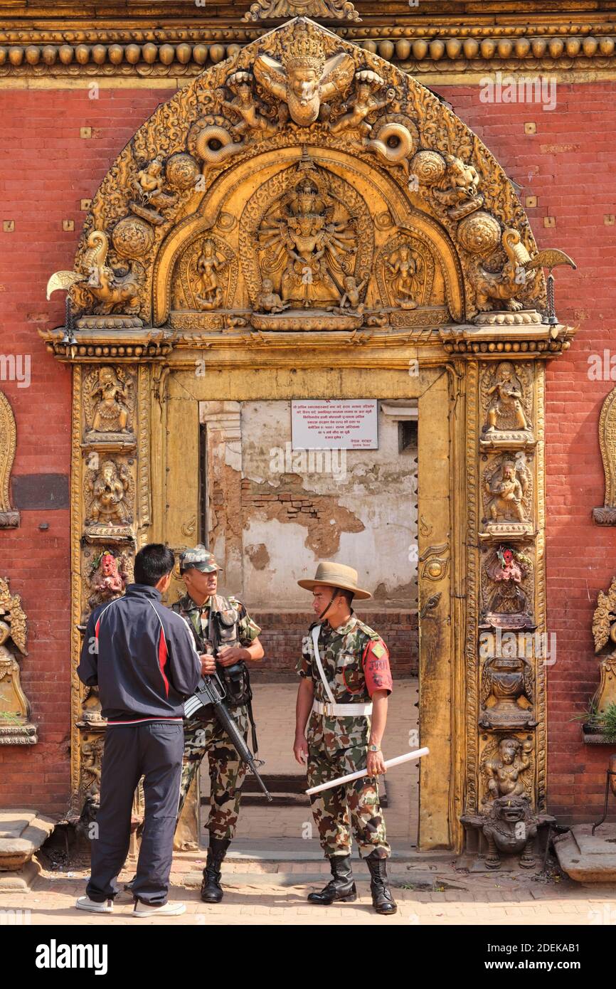 Military guards at the Golden Gate, the entrance to the Royal Palace in ...