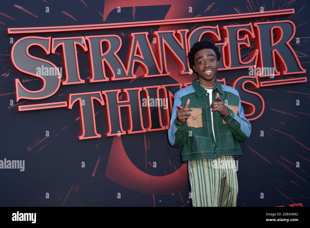 Caleb McLaughlin attends the premiere of Netflix's "Stranger Things ...