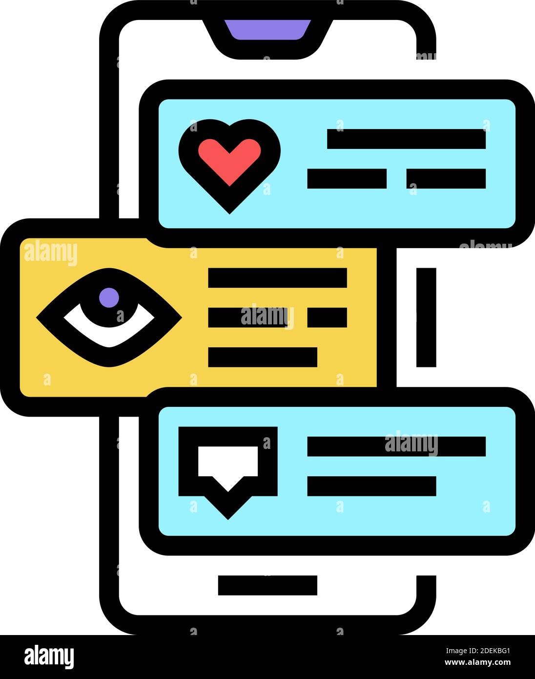 smm like view and comment phone screen color icon vector illustration ...