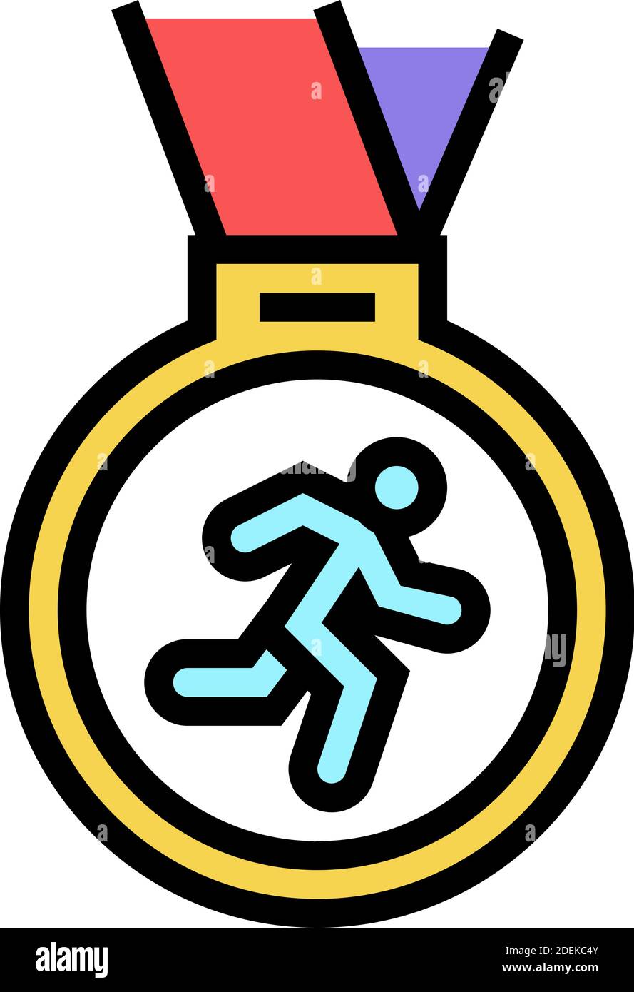 medal runner award color icon vector illustration Stock Vector Image ...