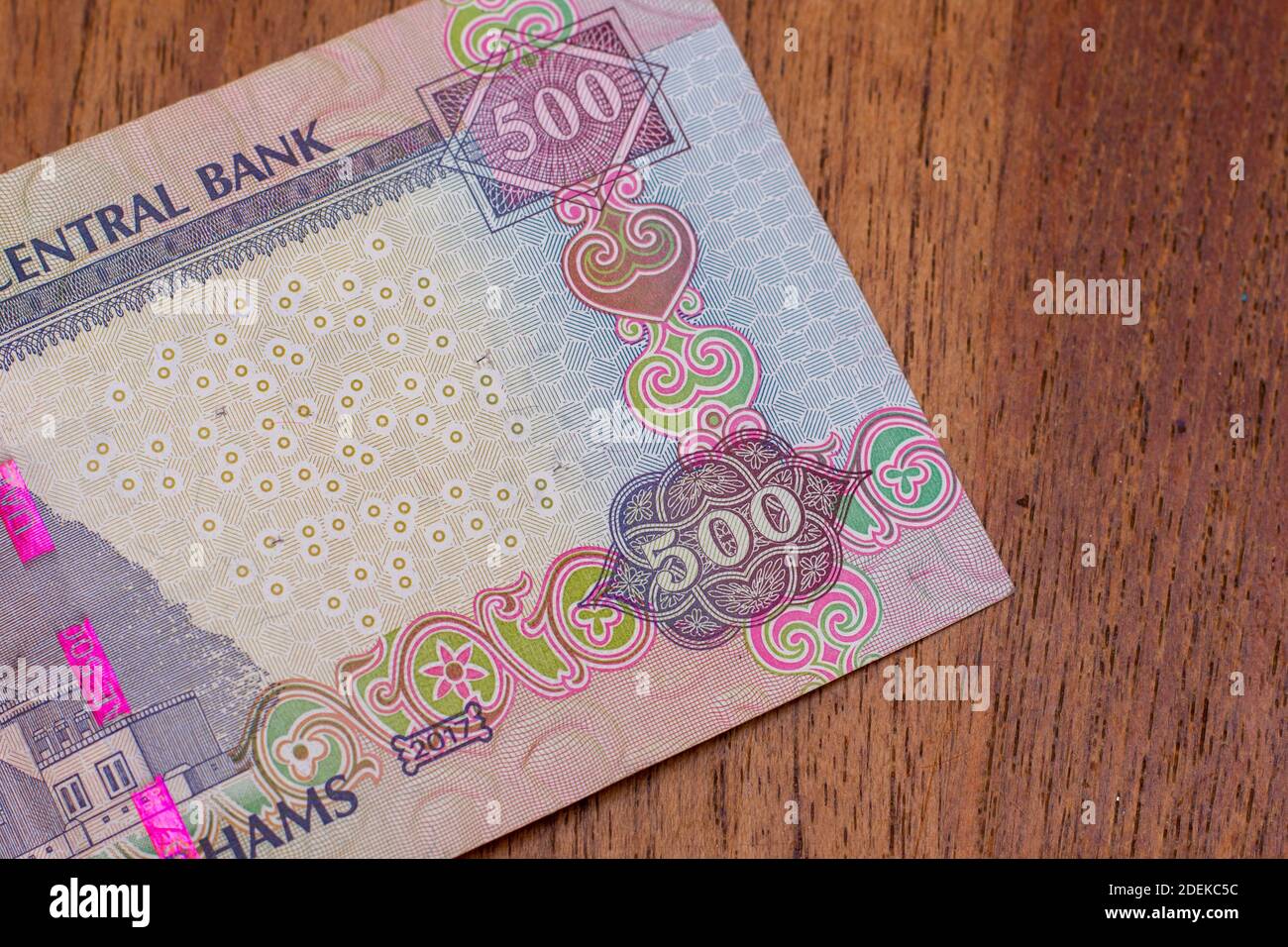 The Currency of the United Arab Emirates (UAE) - Close up of a purple ...