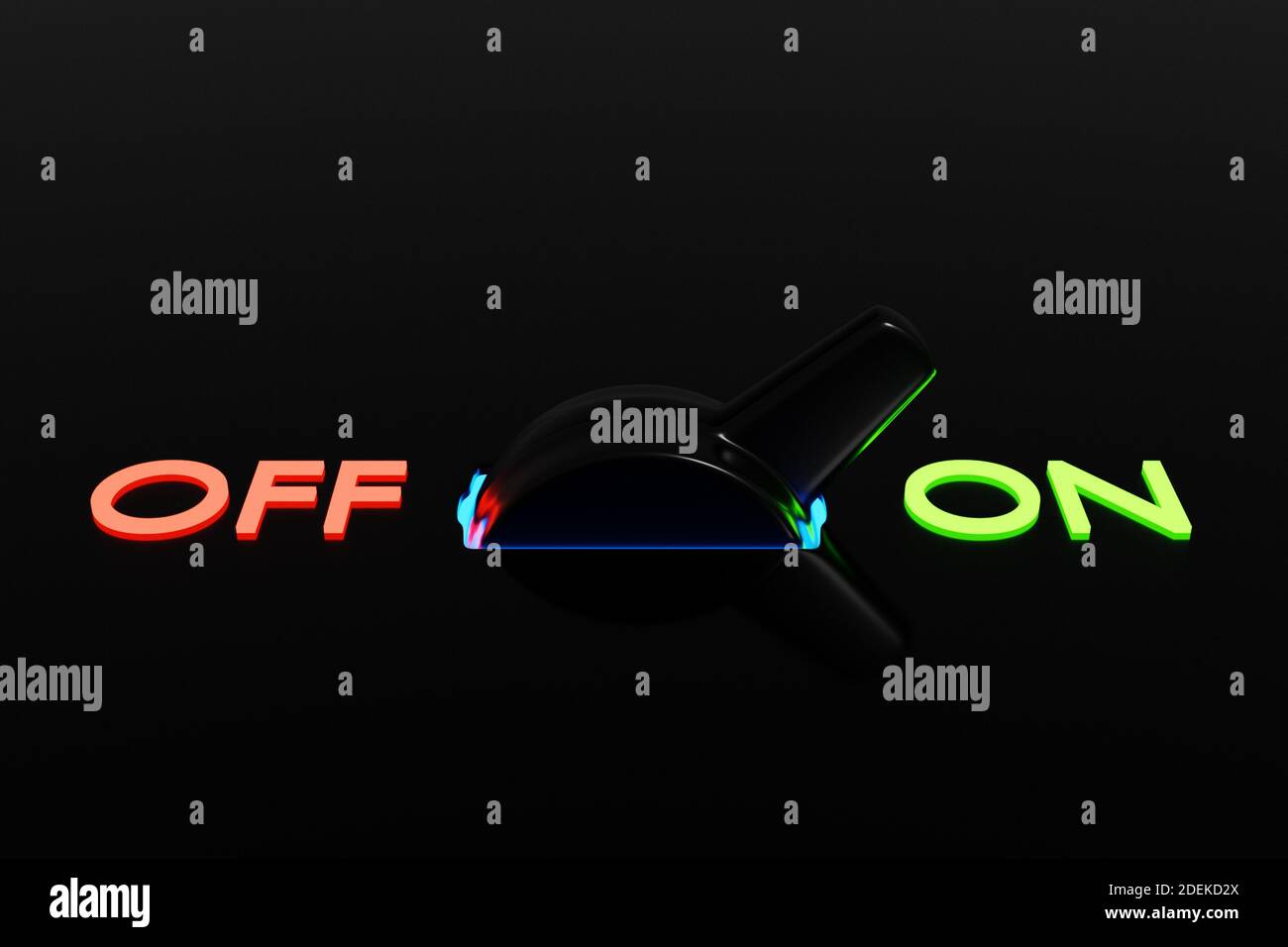 3d illustration of on and off toggle switch buttons with ON and OFF ...