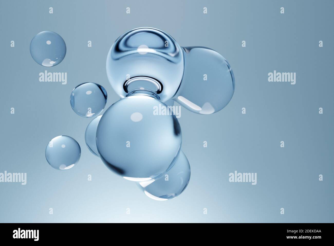 3d illustration of a transparent metaball with a huge number of parts ...