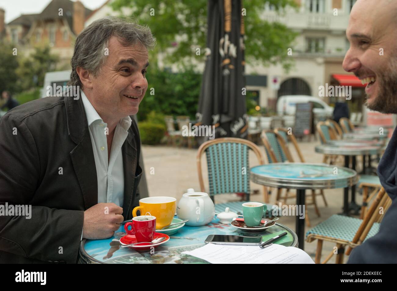 Portrait of Alexandre Jardin at a café in Clamart, France on May 17 ...