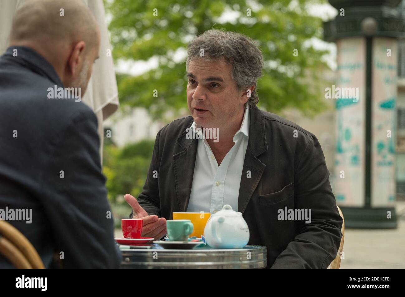 Portrait of Alexandre Jardin at a café in Clamart, France on May 17 ...