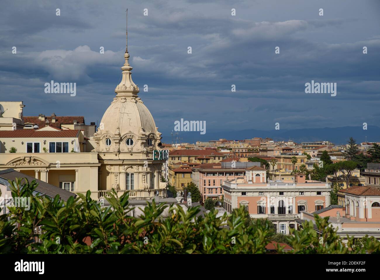 Rooftop view with a vibrant sky Rome, Italy Stock Photo - Alamy